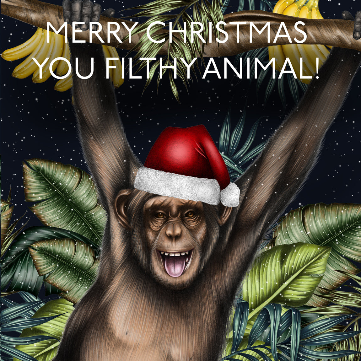 Charlotte Jade, Luxury Cheeky Festive Chimp Greeting Card