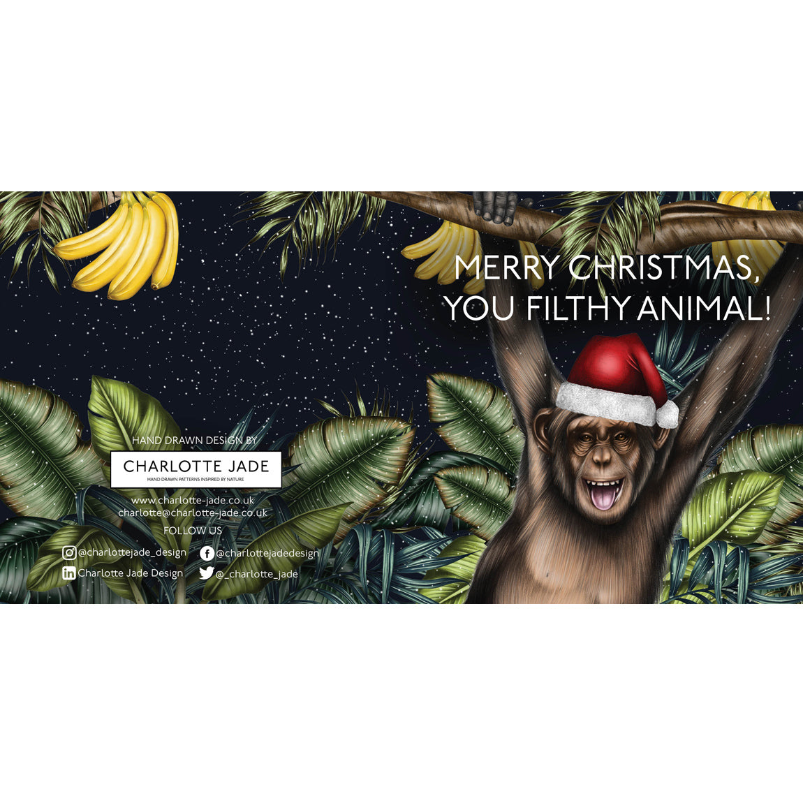 Charlotte Jade, Luxury Cheeky Festive Chimp Greeting Card