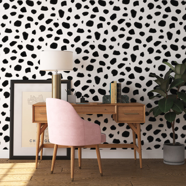 Charlotte Jade Luxury, Hand Drawn, Bespoke Dalmatian Print Wallpaper