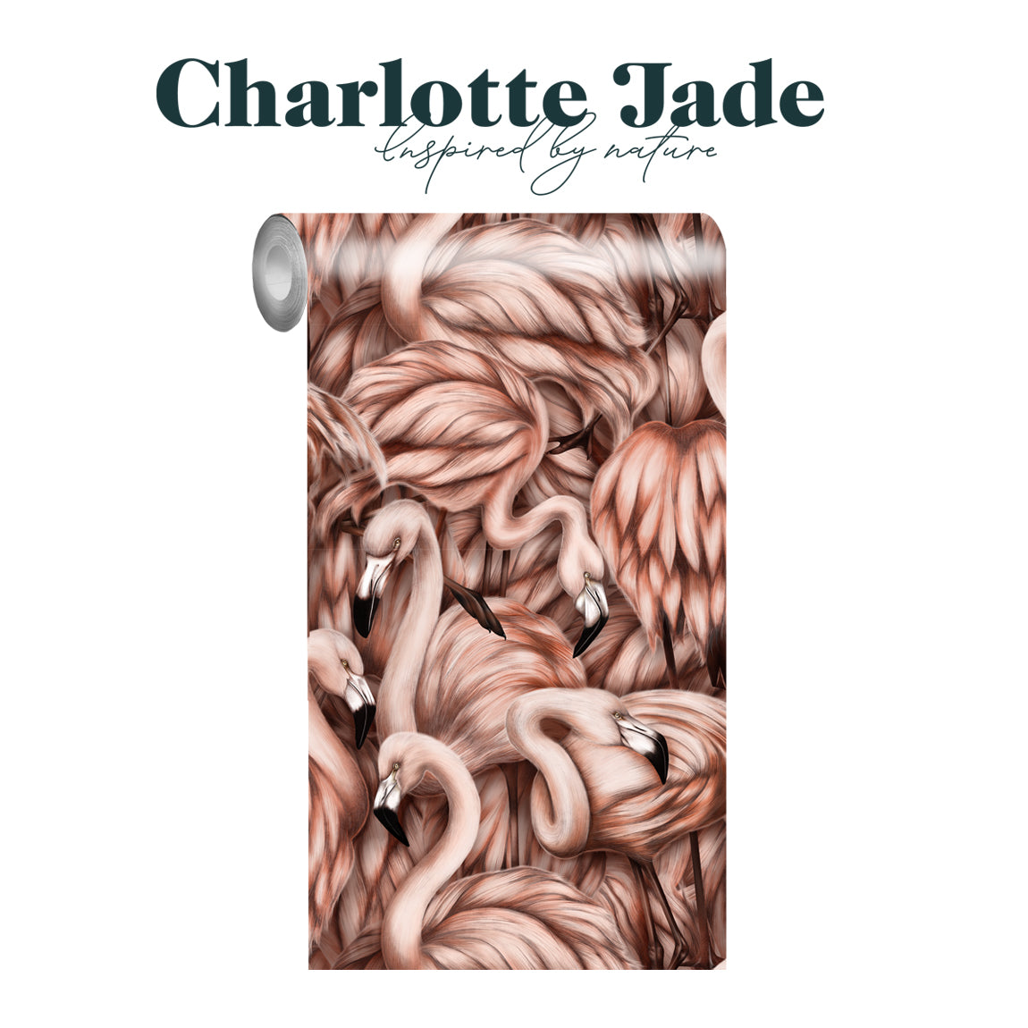 Charlotte Jade Luxury, Hand Drawn, Bespoke Flamboyant Flamingo Wallpaper